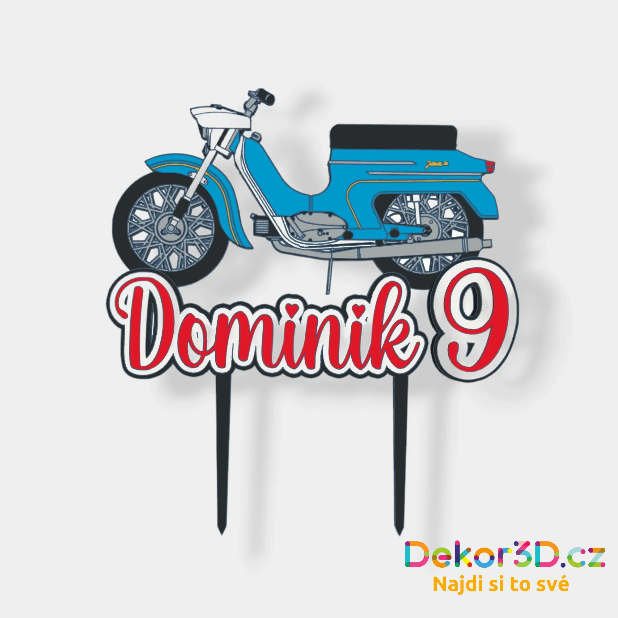 Zápich na dort - JAWA 50 Pionýr se jménem a věkem :: Dekor3D